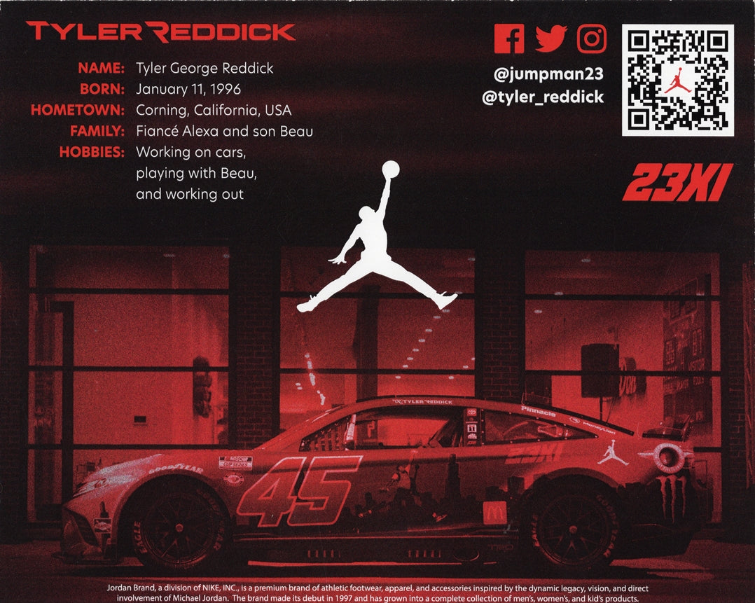 Autographed 2023 Tyler Reddick #45 Jordan 23XI 8x10 NASCAR Hero Card ...