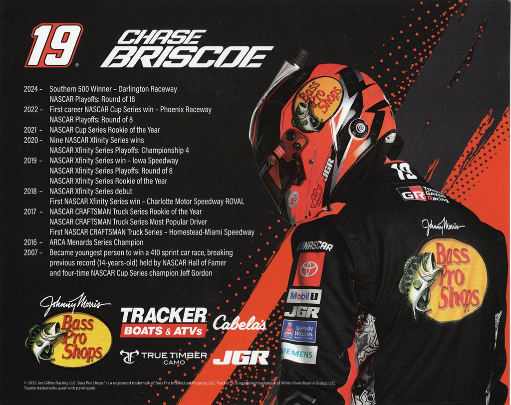 Autographed 2025 Chase Briscoe #19 Bass Pro Shops 8x10 Hero Card & COA ...