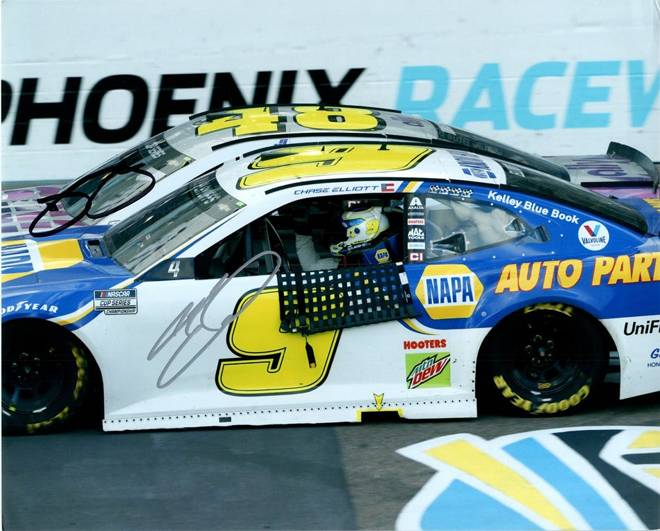2X AUTOGRAPHED 2020 Chase Elliott & Jimmie Johnson #9 Phoenix Raceway ...